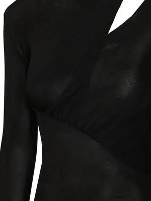 SELF-PORTRAIT Viscose Knit Top - Black