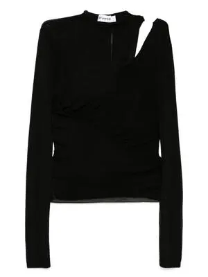 SELF-PORTRAIT Viscose Knit Top - Black