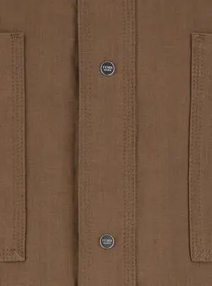 Fendi Brown Jacket With Classic Collar And Four Patch Pockets On The Front In Linen For