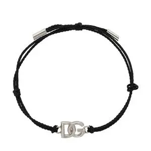 Dolce & Gabbana Small Dg Logo Cord Bracelet - Black