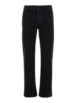 Alexander McQueen Black Jeans With Logo Patch On The Rear And Worn Out Effect In Denim - Multicolor