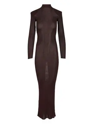 SELF-PORTRAIT Viscose Knit Sweater Dress - Brown