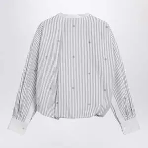 Gucci Striped Cotton Blouse With Gg Embroidery - Purple