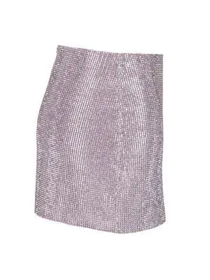 SELF-PORTRAIT Metallic Mesh Skirt