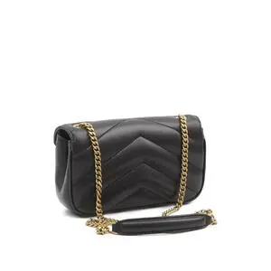 Saint Laurent Chevron Satchel Cross Body Bag - Black