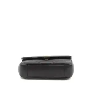 Saint Laurent Chevron Satchel Cross Body Bag - Black