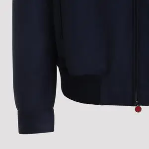 Kiton Virgin Wool And Cashmere Bomber Jacket - Blue