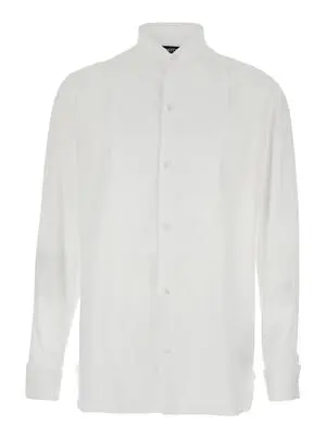 TOM FORD White Long-sleeved Shirt With Tone-on-tone Button Closure In Cotton For - Multicolor