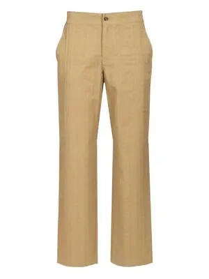 Burberry Textured Check Cotton Trousers - Cream