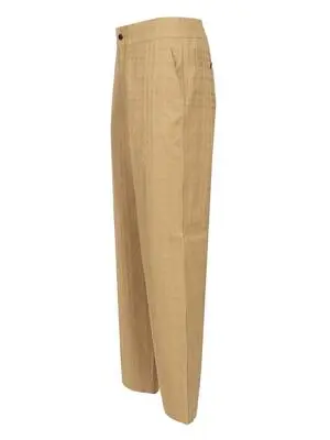 Burberry Textured Check Cotton Trousers - Cream