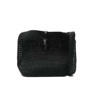 Saint Laurent Raffia Shoulder Bag - Black