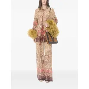 Valentino Garavani Metallic Paisley Straight Leg Trousers - Cream