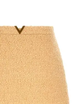 Valentino Garavani V Gold Mini Skirt - Cream