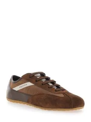 Alexander McQueen Boxe' Low Top Sneakerswith Bicolored Details And Logo Lettering On The Side In Suede For - Brown