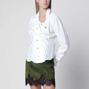 VIVIENNE WESTWOOD Drunken Cotton Poplin Shirt With Orb Embroidery - White