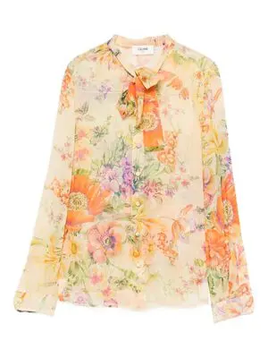 Celine Printed Silk Blouse - Multicolor