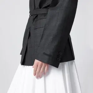 Prada Virgin Wool Check Pattern Double-breasted Jacket