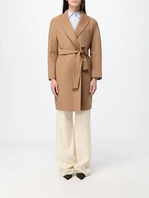Max Mara Max Mara Estremo Long Wool And Cashmere Robe Coat With Belt Brown