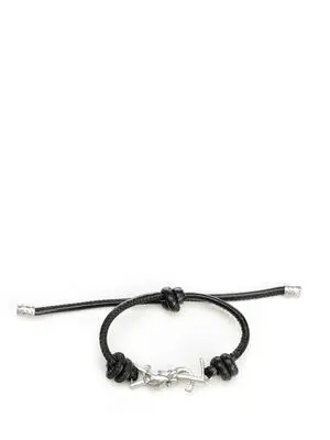 Saint Laurent Cassandre Leather Bracelet - Black