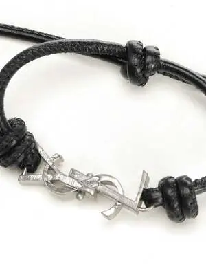 Saint Laurent Leather And Brass Bracelet