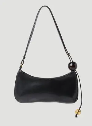 Jacquemus Le Bisou Perle Leather Shoulder Bag - Black
