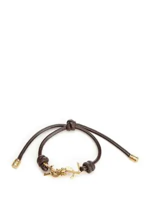Saint Laurent Cassandre Leather Bracelet - Brown