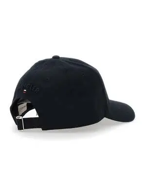 Moncler Blue Baseball Cap With Logo Patch On The Front And Back In Cotton For