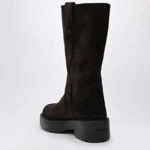 Miu Miu Dark Suede Leather Boot