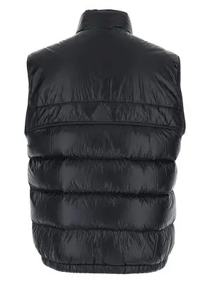 Moncler Down Jacket 'uychi' With High Collar And Logo Patch On The Front In Tech Fabric Black