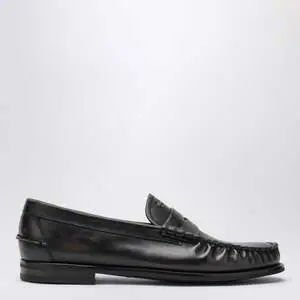 Prada Aged Leather Loafers - Black