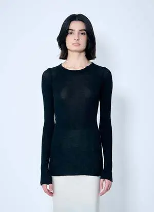 Rick Owens Rib Long Sleeve Top - Black