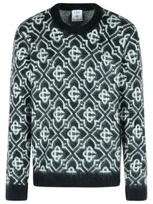 Casablanca Mohair Blend Monogrammed Sweater - Black