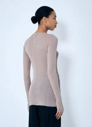 Rick Owens Rib Long Sleeve T-shirt - Cream