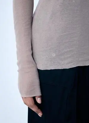 Rick Owens Rib Long Sleeve T-shirt - Cream