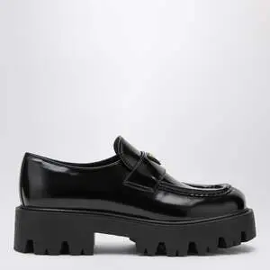 Prada Brushed Leather Loafers - Black