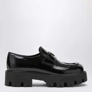 Prada Brushed Leather Loafers - Black