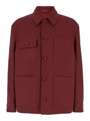 Gucci Bordeaux Jacket With All-over Gg Motif In Cotton Blend - Multicolor