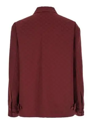 Gucci Bordeaux Jacket With All-over Gg Motif In Cotton Blend - Multicolor
