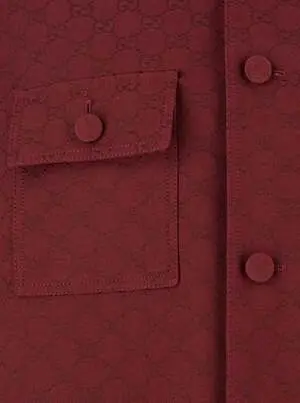 Gucci Bordeaux Jacket With All-over Gg Motif In Cotton Blend - Multicolor