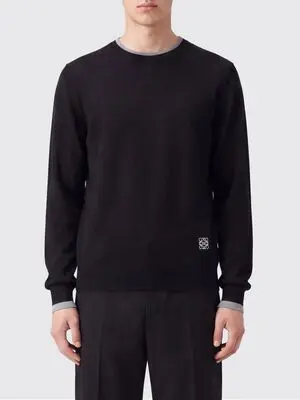 Loewe Crewneck Sweater In Pure Wool With Contrasting Anagram Monogram - Black