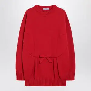 Prada Wool Sweater With Bow - Red