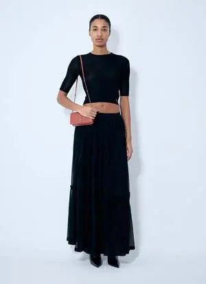 Saint Laurent Ruffled Silk Skirt