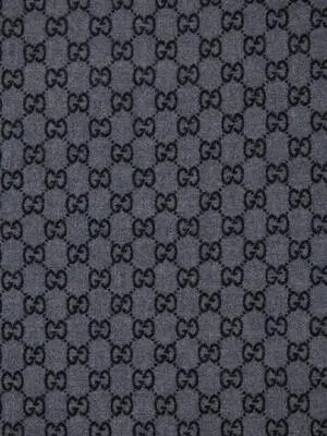 Gucci Scarf With Gg Motif In Gray Jacquard Wool For - Multicolor