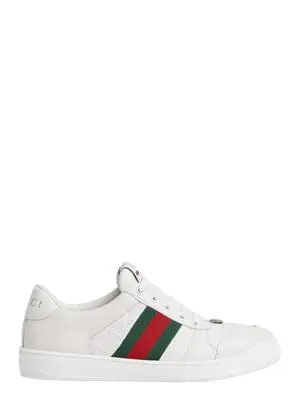 Gucci Screener Low Sneakers With Web Detail - White