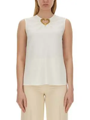 Moschino Blouse With Heart Applique - White