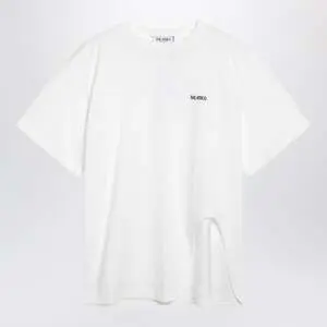 Attico Oversized Cotton Jersey T-shirt With Cutout Hem - White