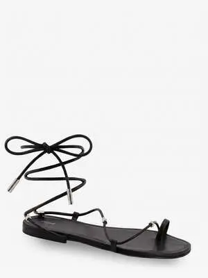 Celine Leather Sandals With Metal Triomphe Logo