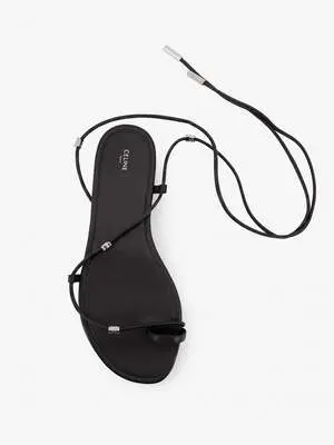 Celine Leather Sandals With Metal Triomphe Logo