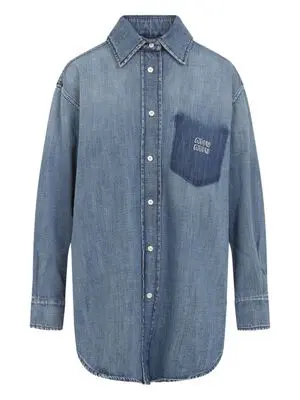 Miu Miu Suede And Denim Shirt - Multicolor