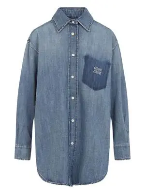 Miu Miu Suede And Denim Shirt - Multicolor